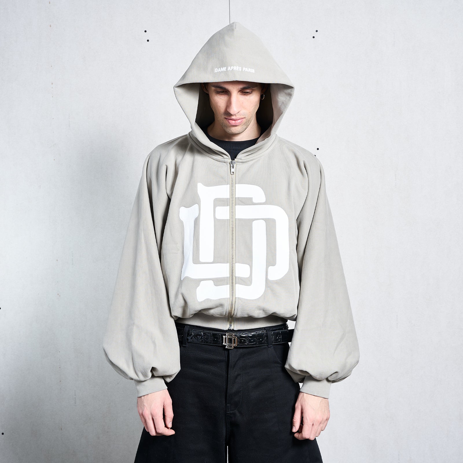 GREY MONOGRAM ZIPPER – DAME APRÈS PARIS